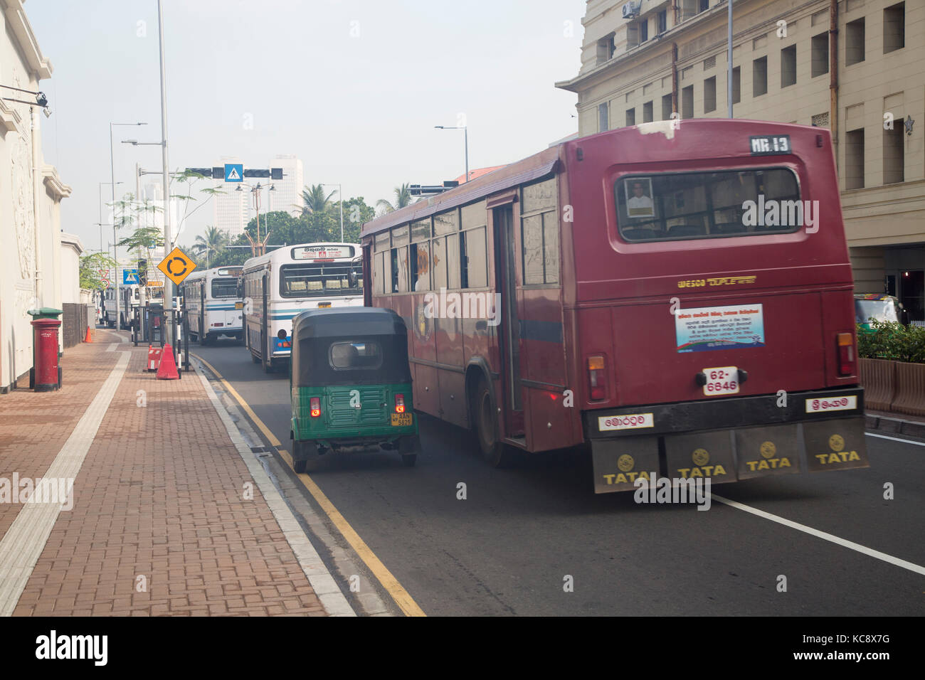 Buses and traffic in city centre of Colombo, Sri Lanka, Asia Stock ...