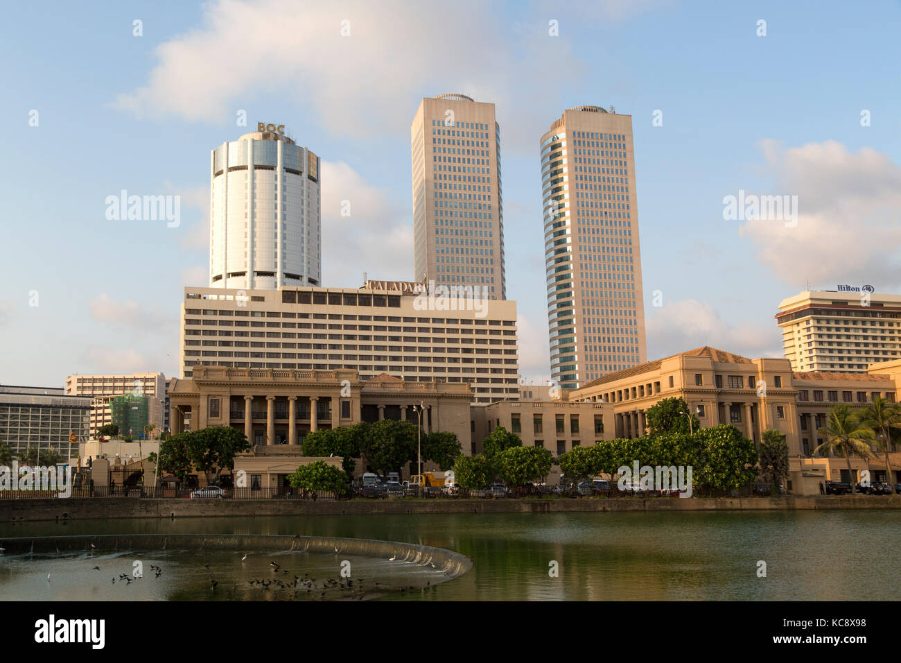 Twin towers of World Trade Centre and modern hotels, central business ...