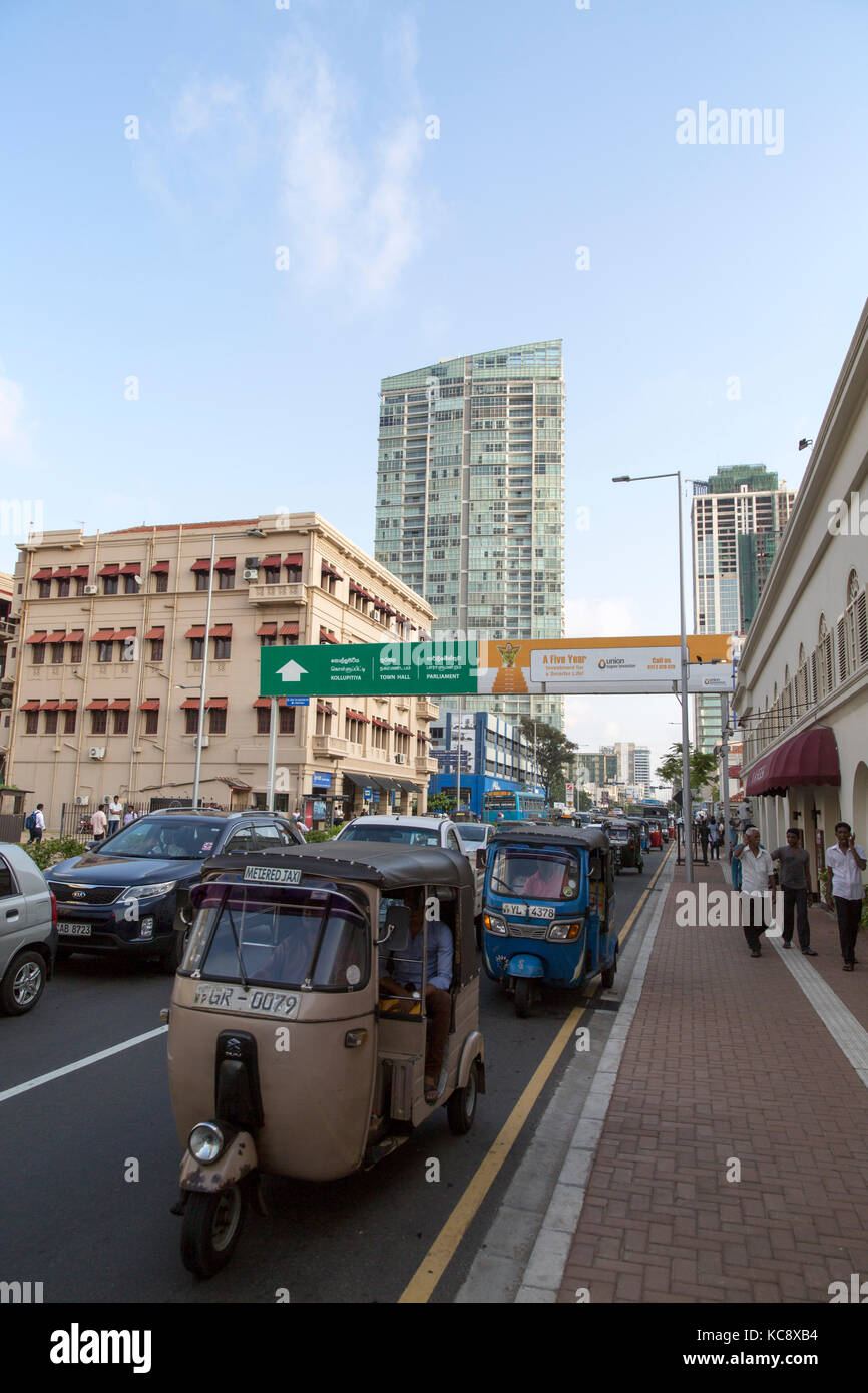 High rise buildings and traffic on Galle Road, Colombo, Sri Lanka, Asia ...