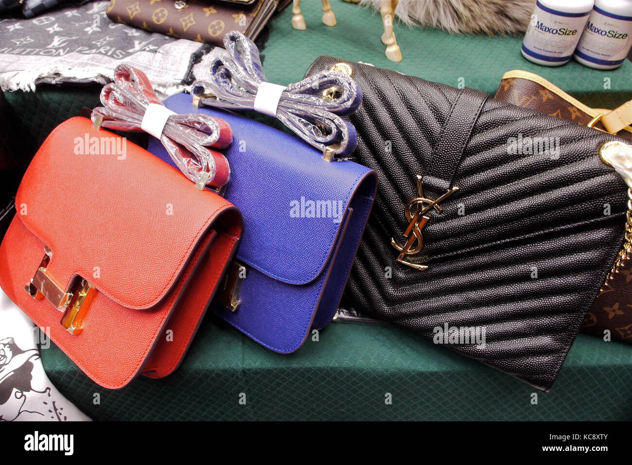 Presentation of illegal items seized by French Customs, Villeurbanne ...