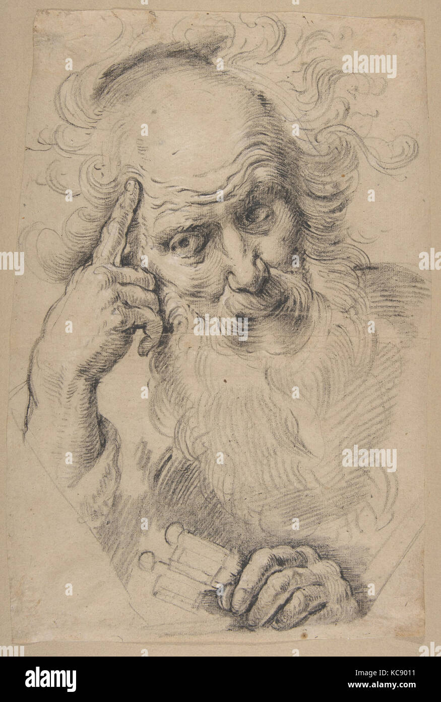 Saint Peter, 1581–1644, Black chalk, selectively reinforced with wetted ...