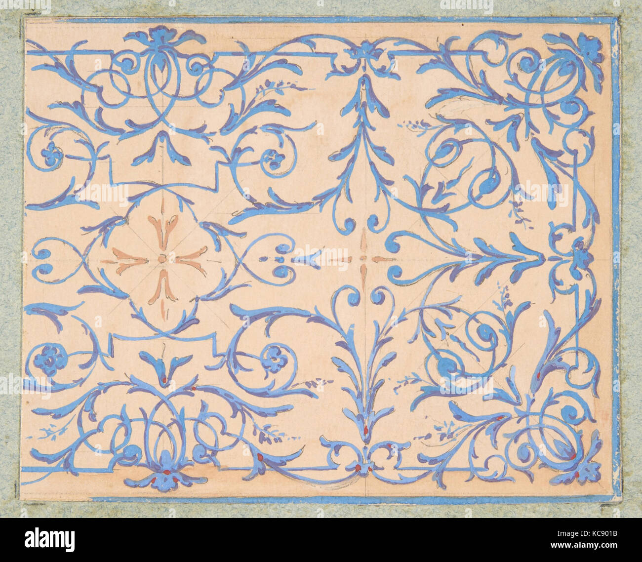 Partial design for a decorative panel painted in rinceaux, Jules-Edmond ...
