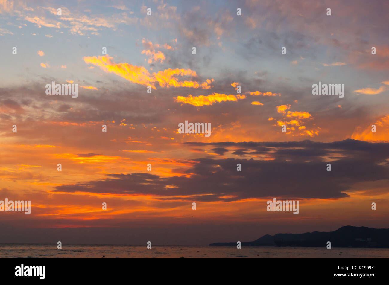 Summer sea sunset, the sun, waves and clouds, beautiful dramatic ...
