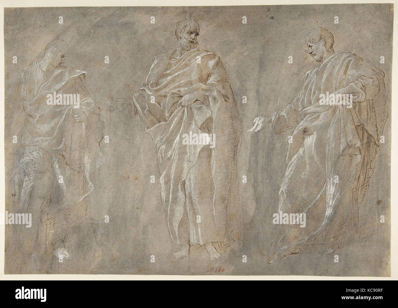 Three Standing Figures, After Francesco Primaticcio, 16th century Stock ...
