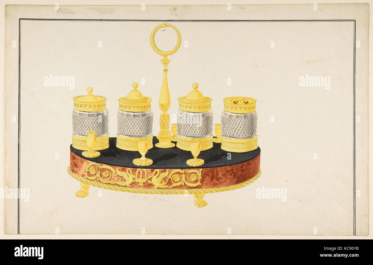 Design for a Pen and Ink Stand, Anonymous, French, 19th century, 19th ...