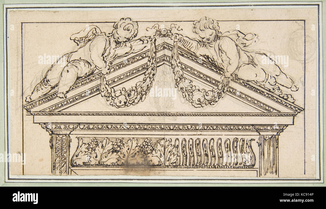 Study of a Pediment, Attributed to Anonymous, French, 18th century ...