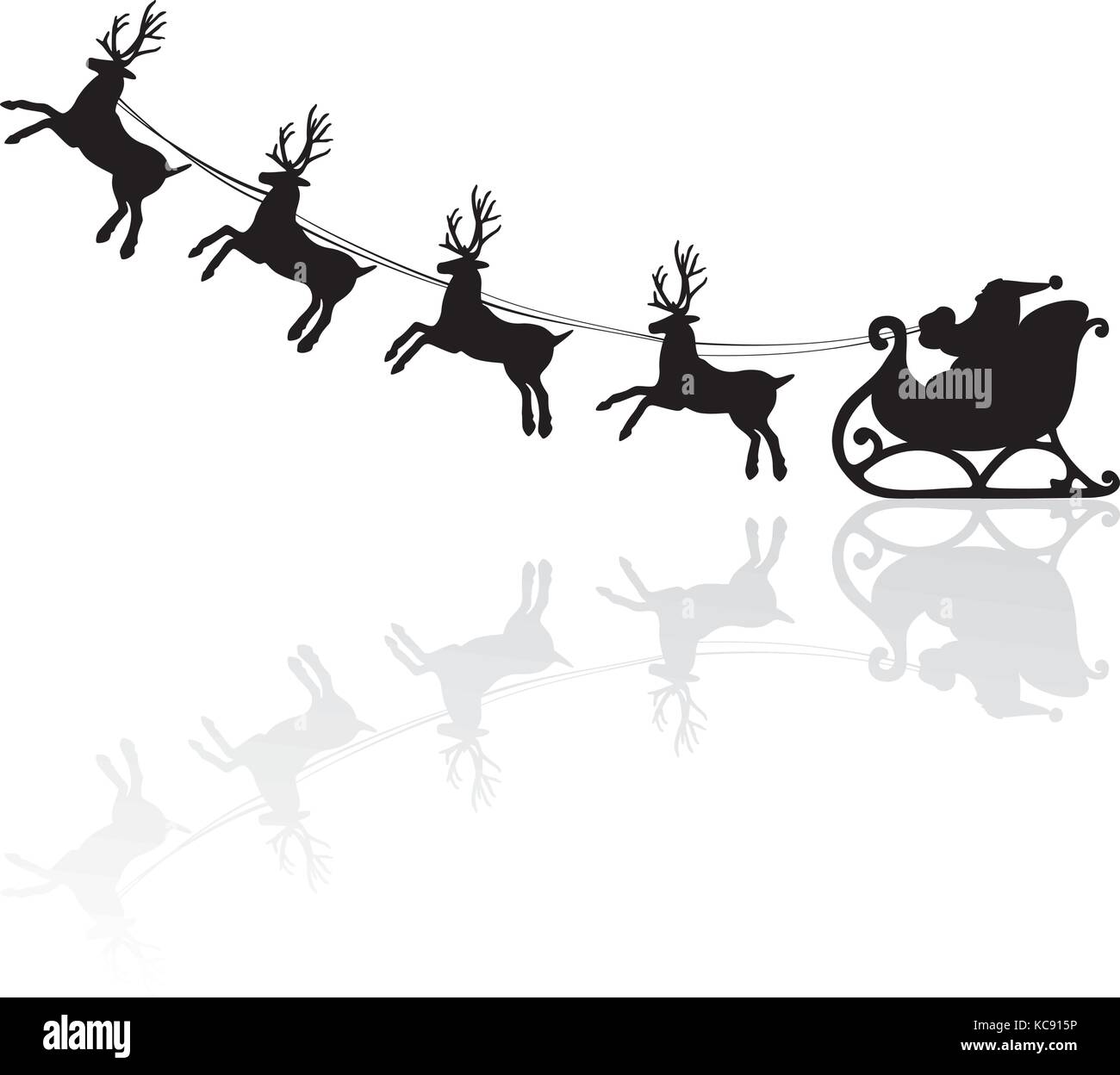 vector holiday illustration of santa and deers Stock Vector Image & Art ...