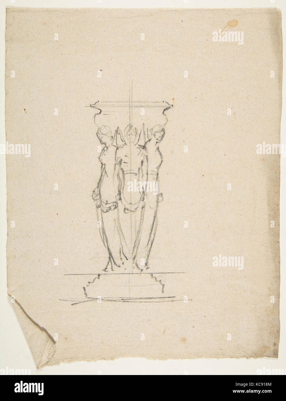 Desing for a base or support with three female figures, Anonymous ...