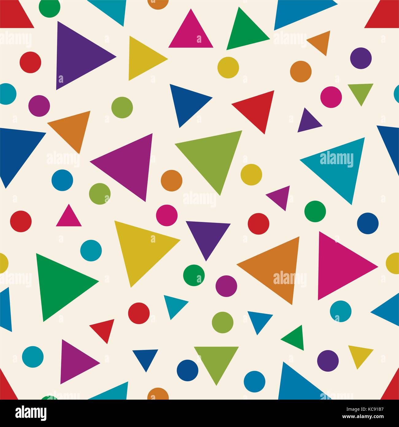 Vector Seamless Pattern With Colorful Triangles And Circles Abstract Geometric Background With