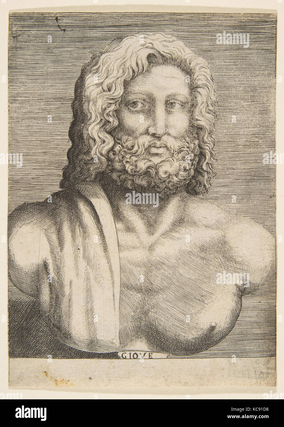 Bust of Jupiter, ca 1531–76, Engraving, sheet: 6 1/8 x 4 5/16 in. (15.5 ...