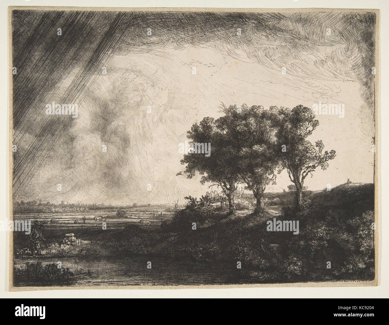 The Three Trees, 1643, Etching with drypoint and engraving, plate: 8 3/ ...