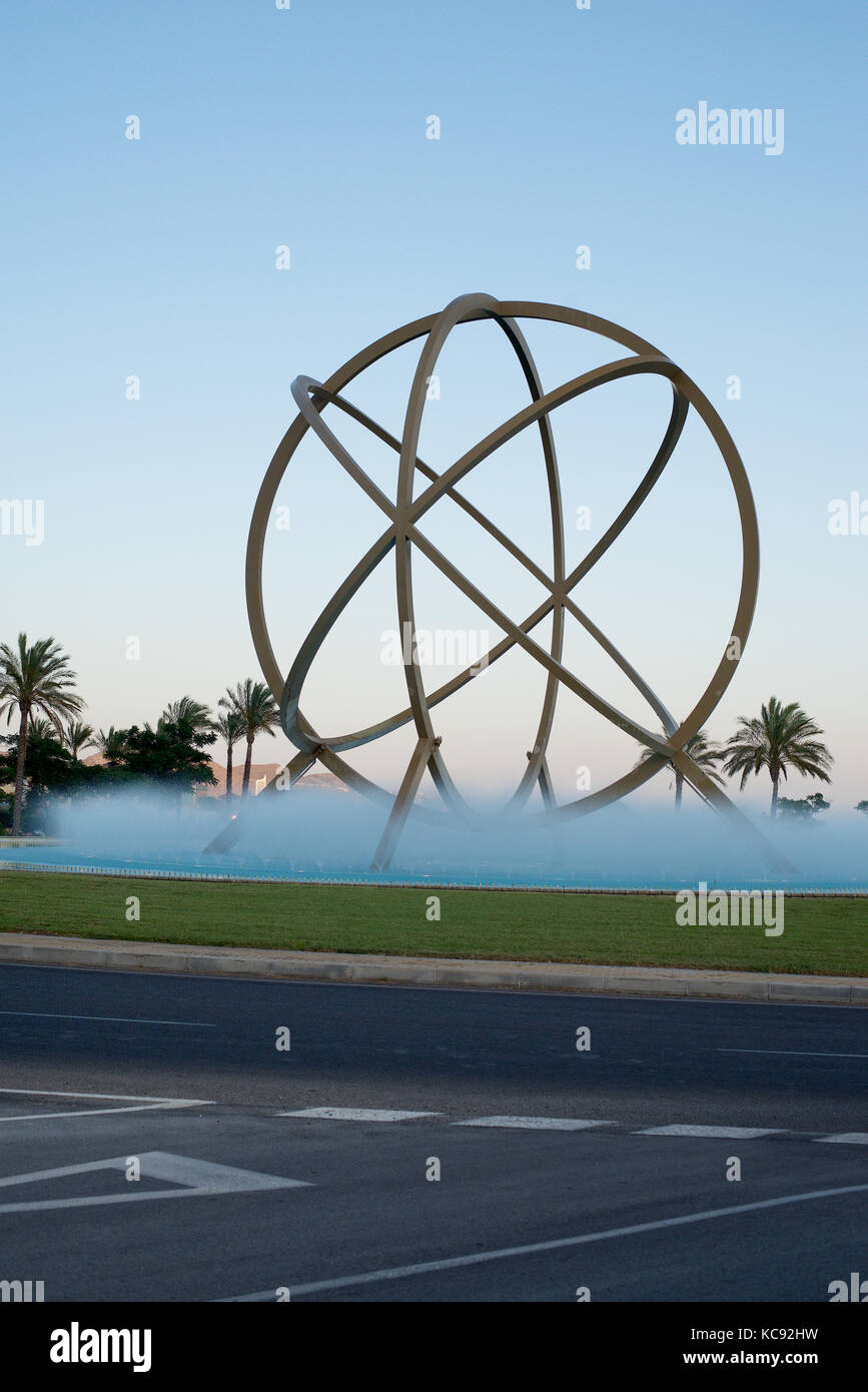 Structure in the centerpiece of a roundabout on the road Stock Photo ...