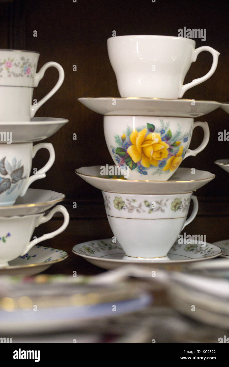 Old fashioned tea cups Stock Photo - Alamy