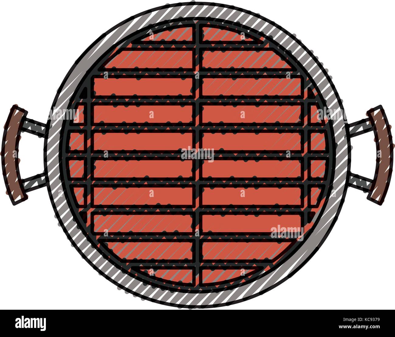 bbq grill top view colored crayon silhouette Stock Vector Image & Art ...