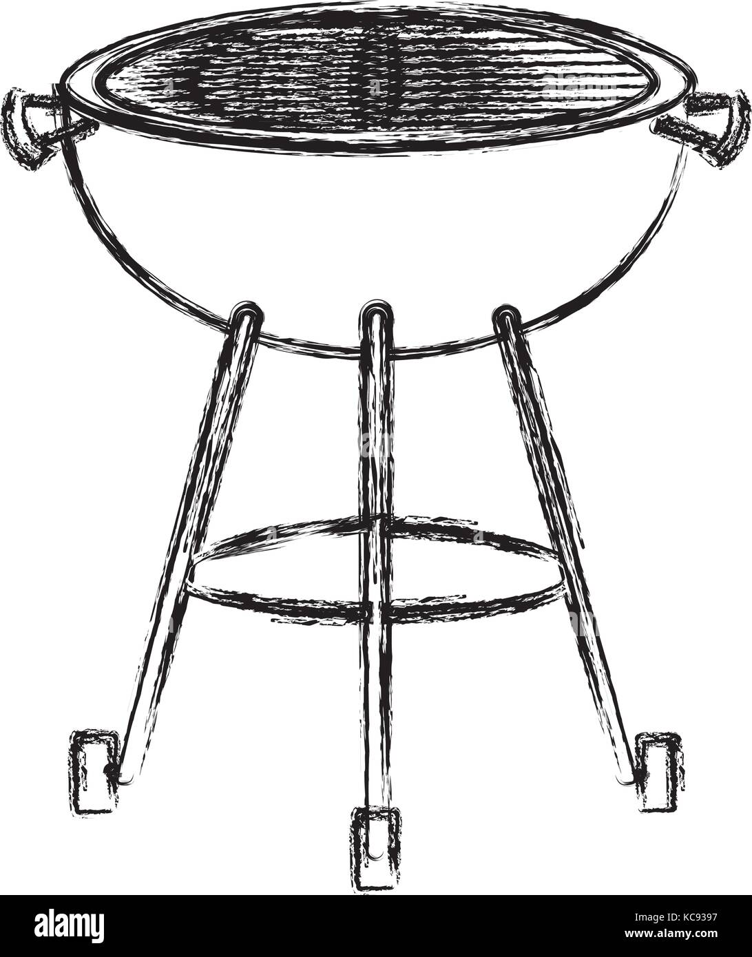 bbq grill front view monochrome blurred silhouette Stock Vector Image ...