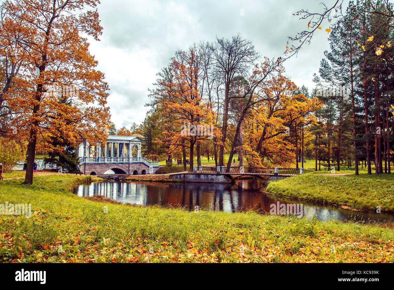 Beautiful autumn park, Pushkin. Suburb of St. Petersburg Stock Photo ...