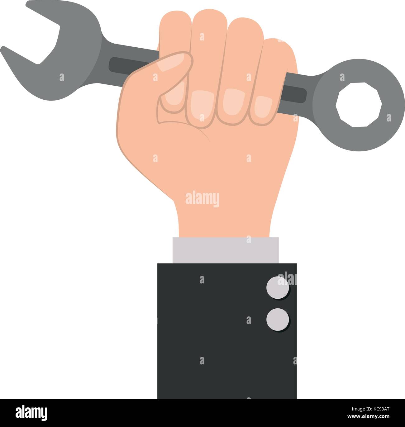 hand holding spanner flat icon colorful silhouette Stock Vector Image ...