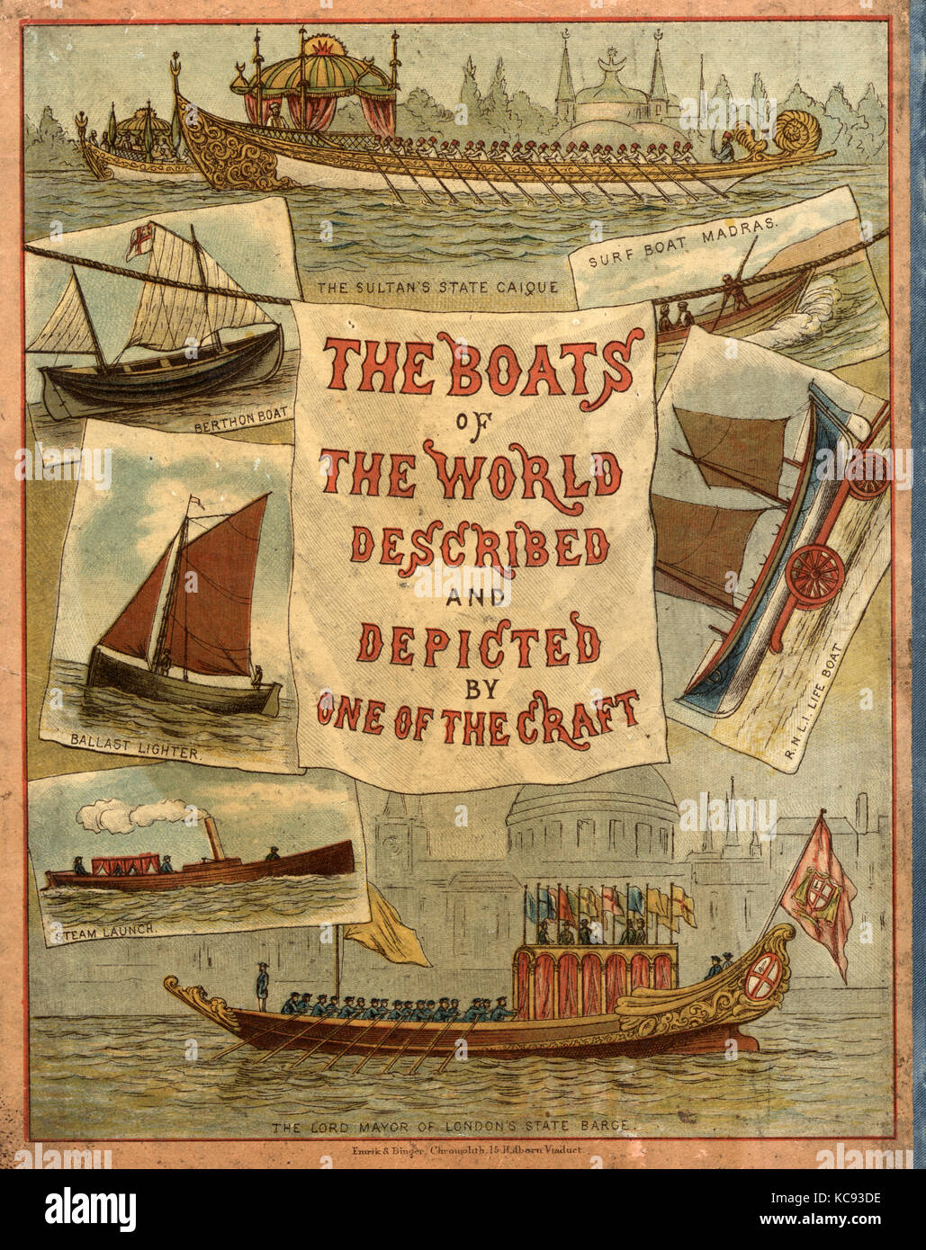 Cover of the Victorian book Boats of the World Stock Photo - Alamy