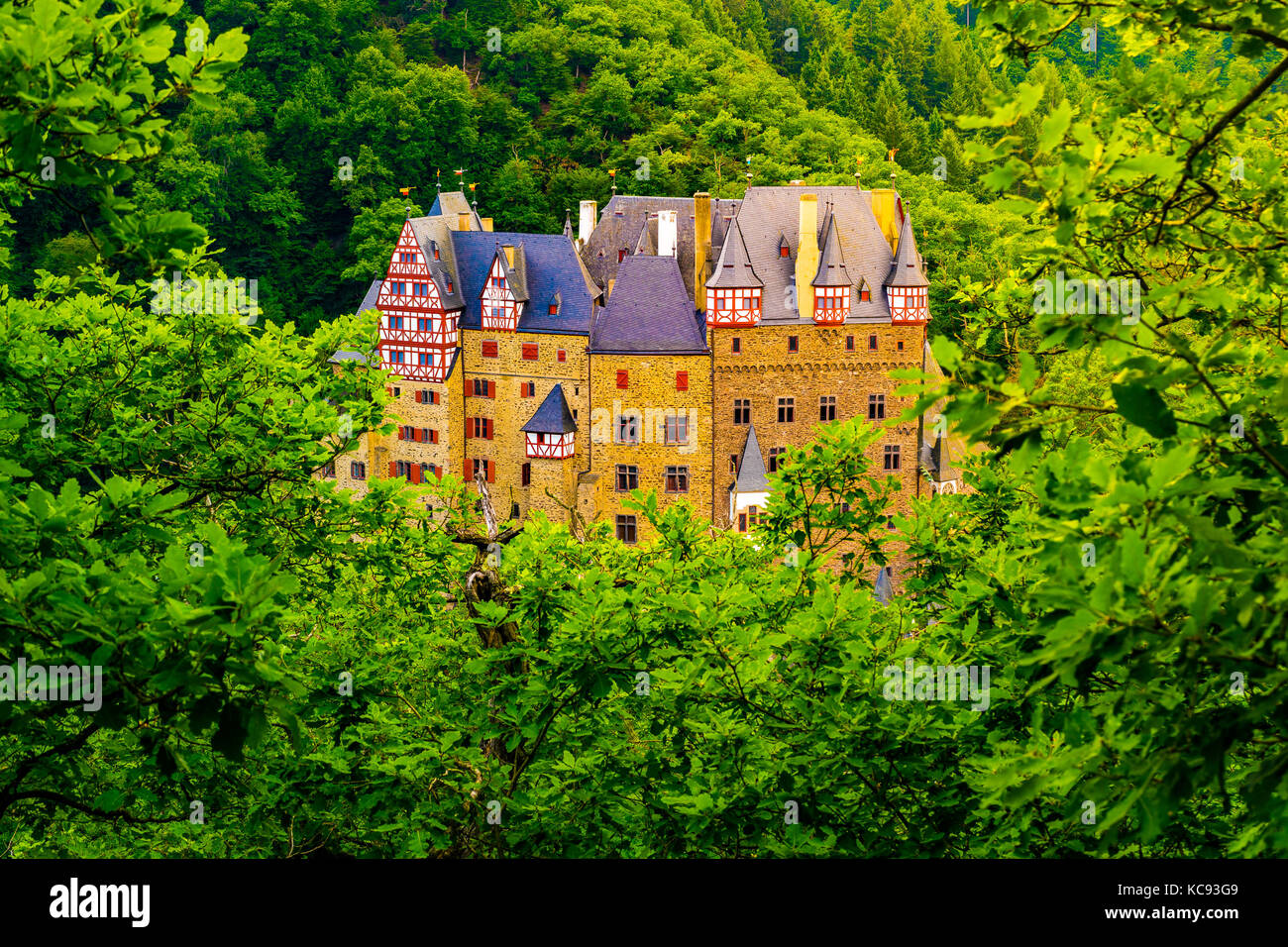 Eltz Castle in Rhineland-Palatinate, Germany. Beautiful landscape with ...