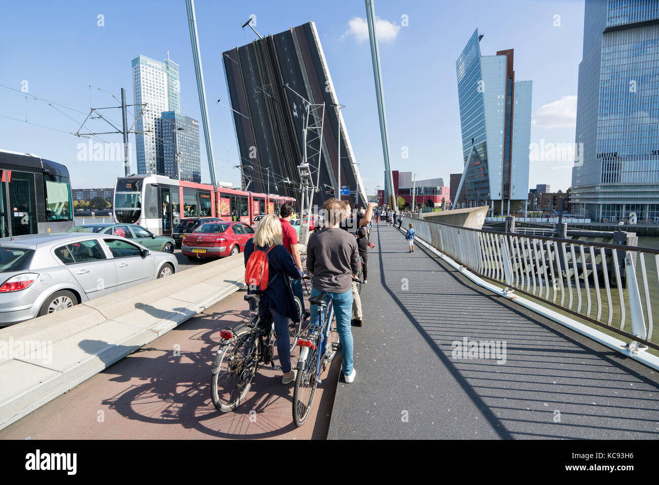 Raised bascule section of the Erasmusbrug. The Erasmusbrug is a ...
