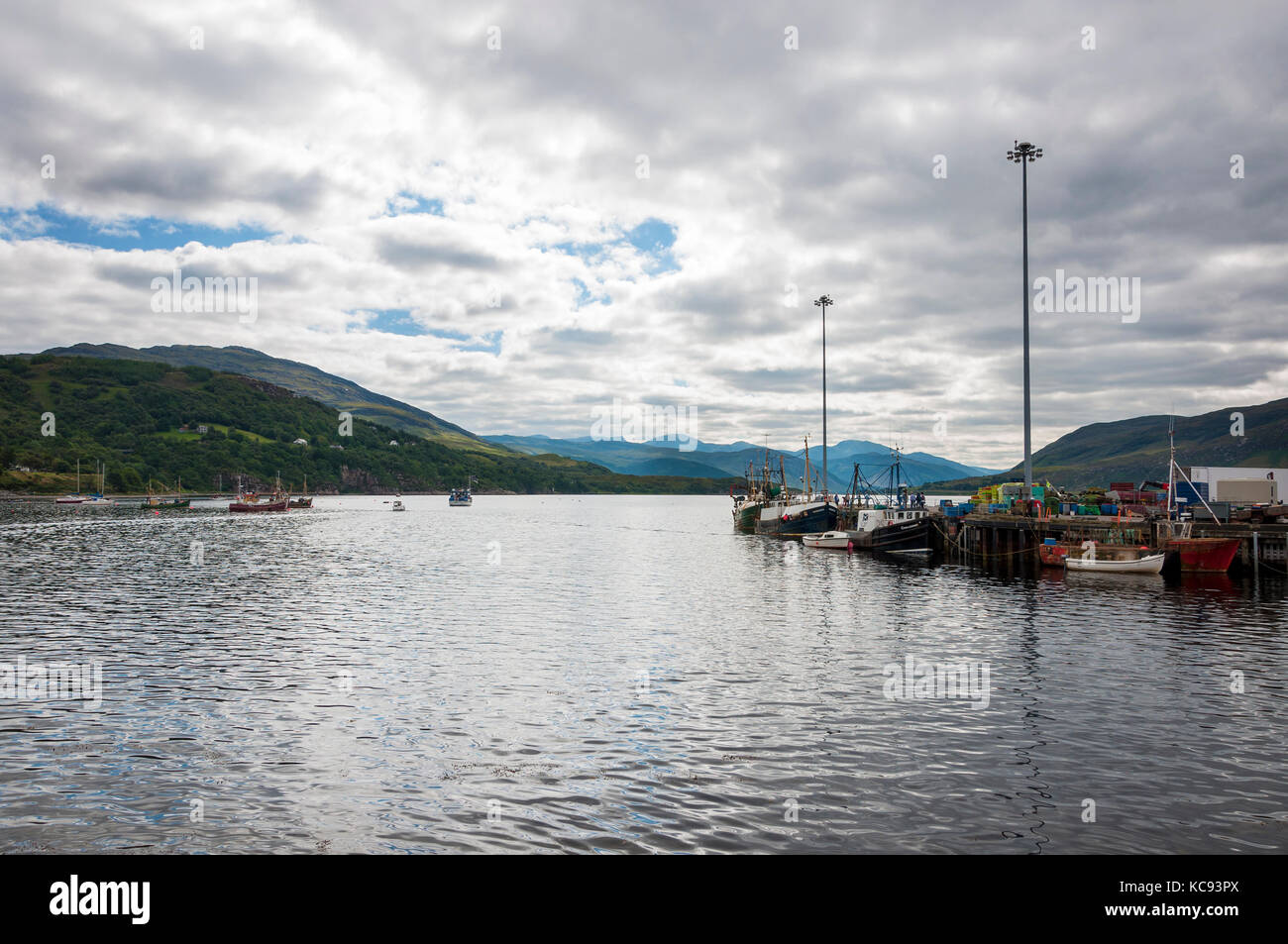 Ullapool, Scotland - August 15, 2010: View of the fishing port of ...