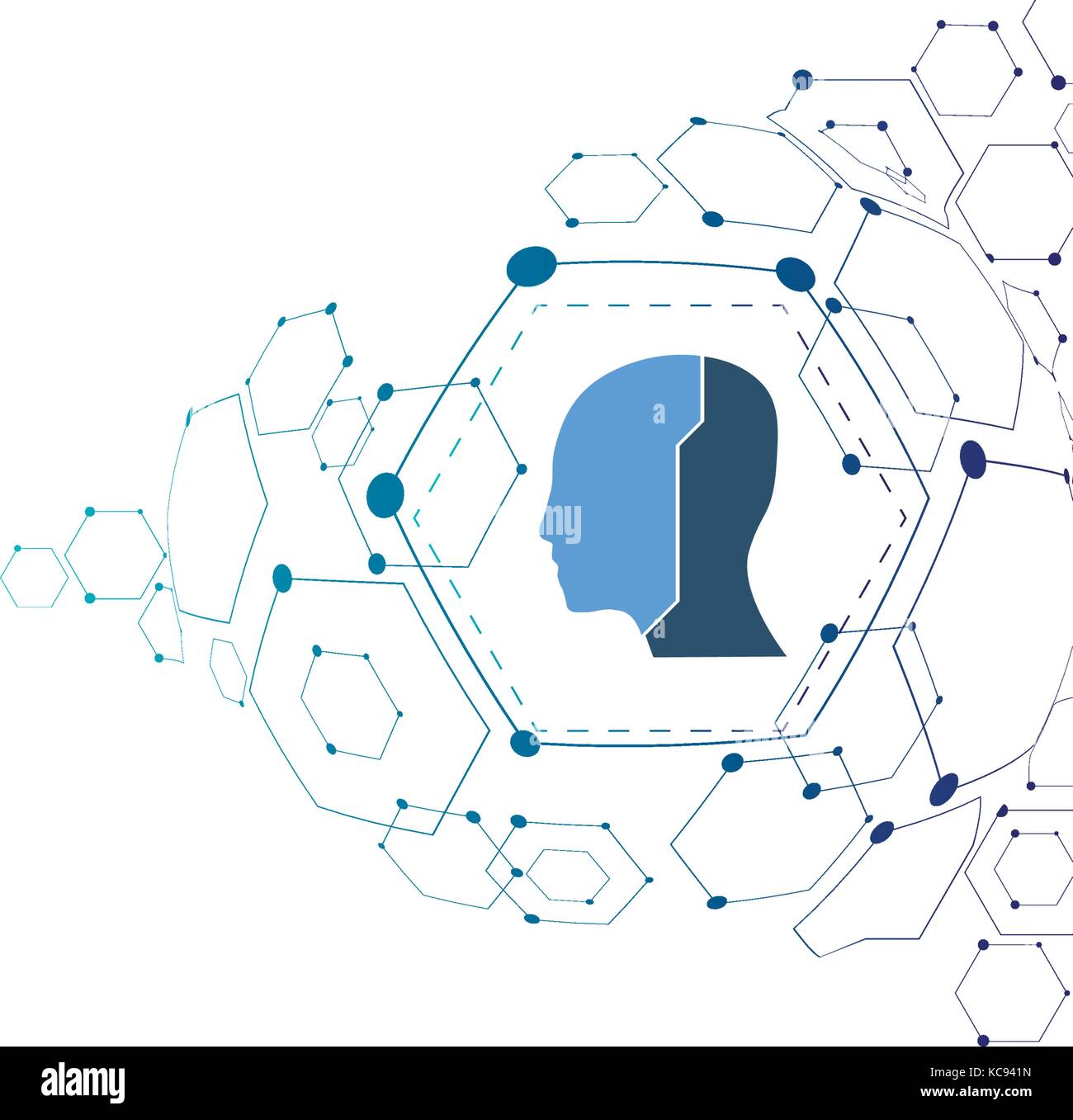 Abstract futuristic technology head with line and elements Stock Vector ...