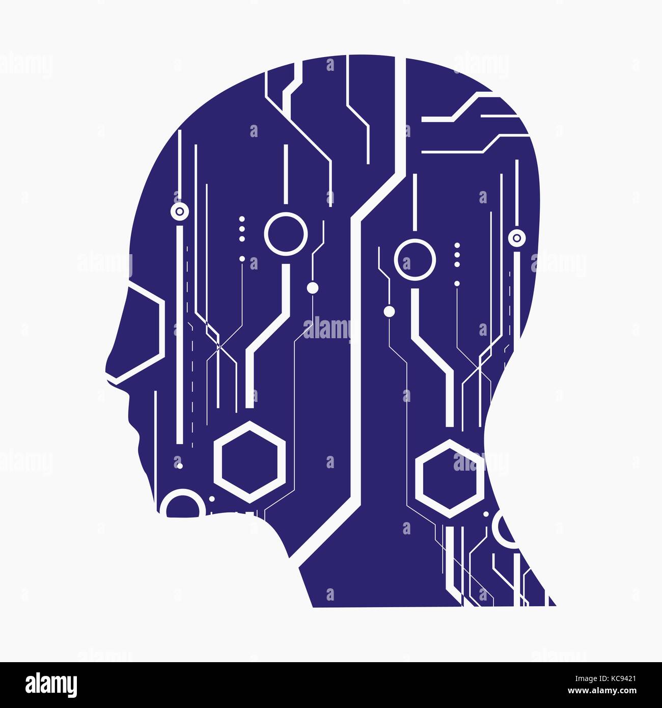 Abstract futuristic technology head with line and elements Stock Vector ...