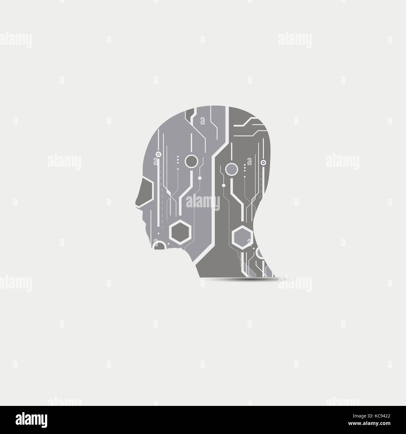Abstract futuristic technology head with line and elements Stock Vector ...