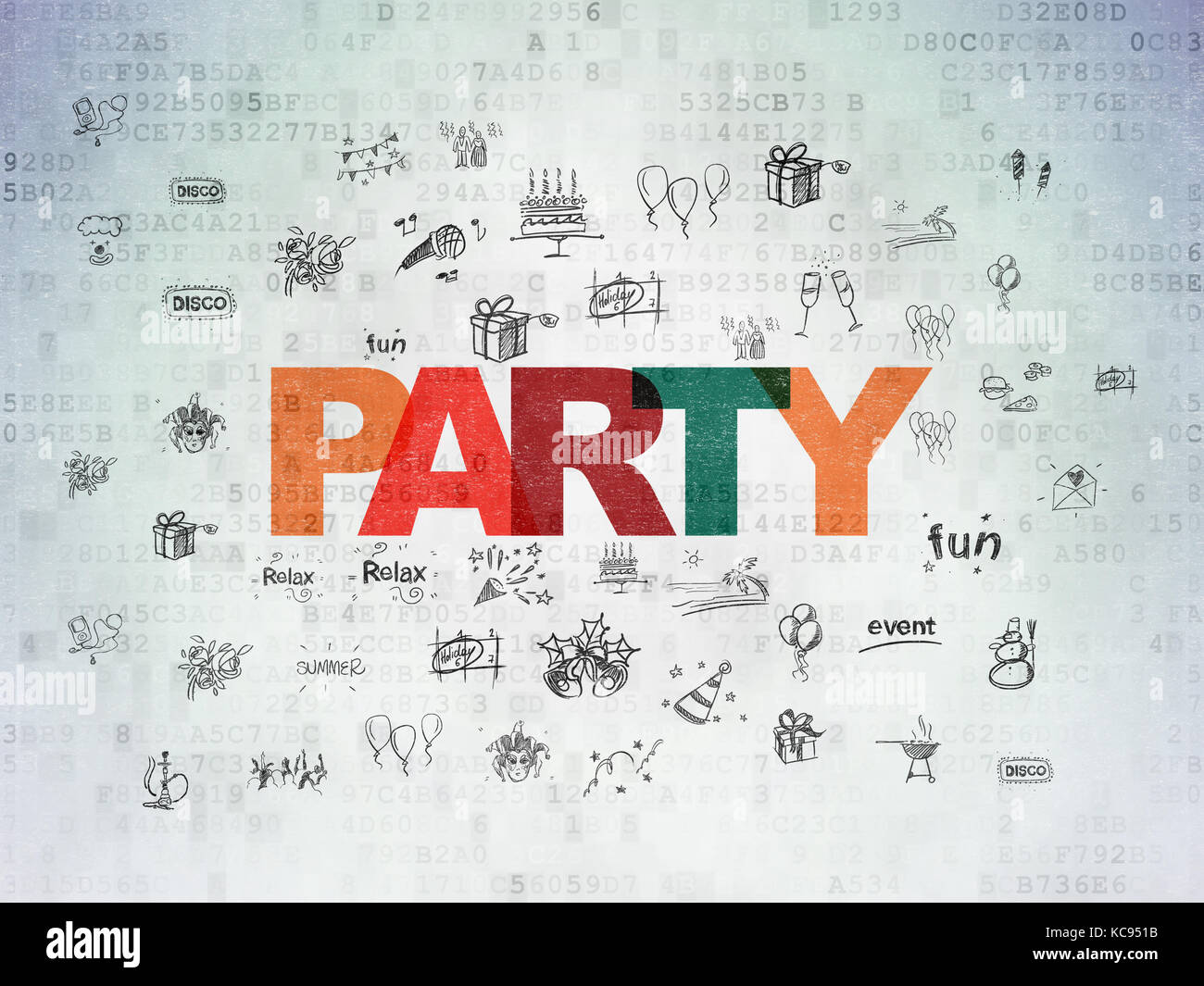 Entertainment, concept: Party on Digital Data Paper background Stock ...