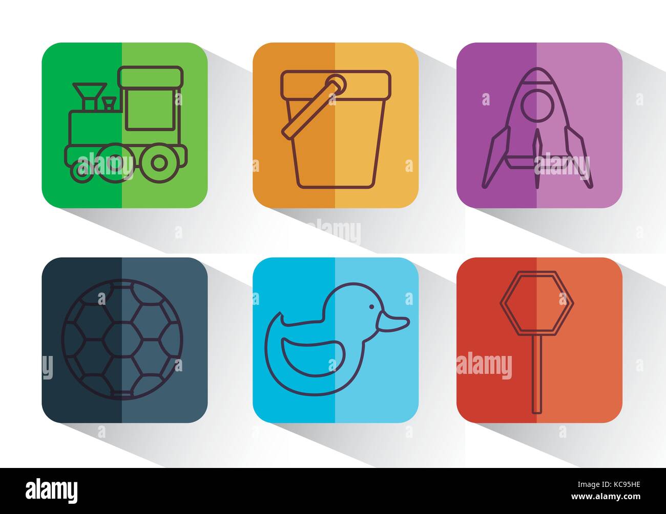 toys icons over colorful squares and white background vector ...