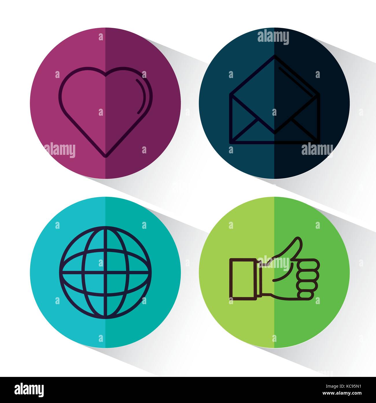 social network related icons over colorful circles and white background ...