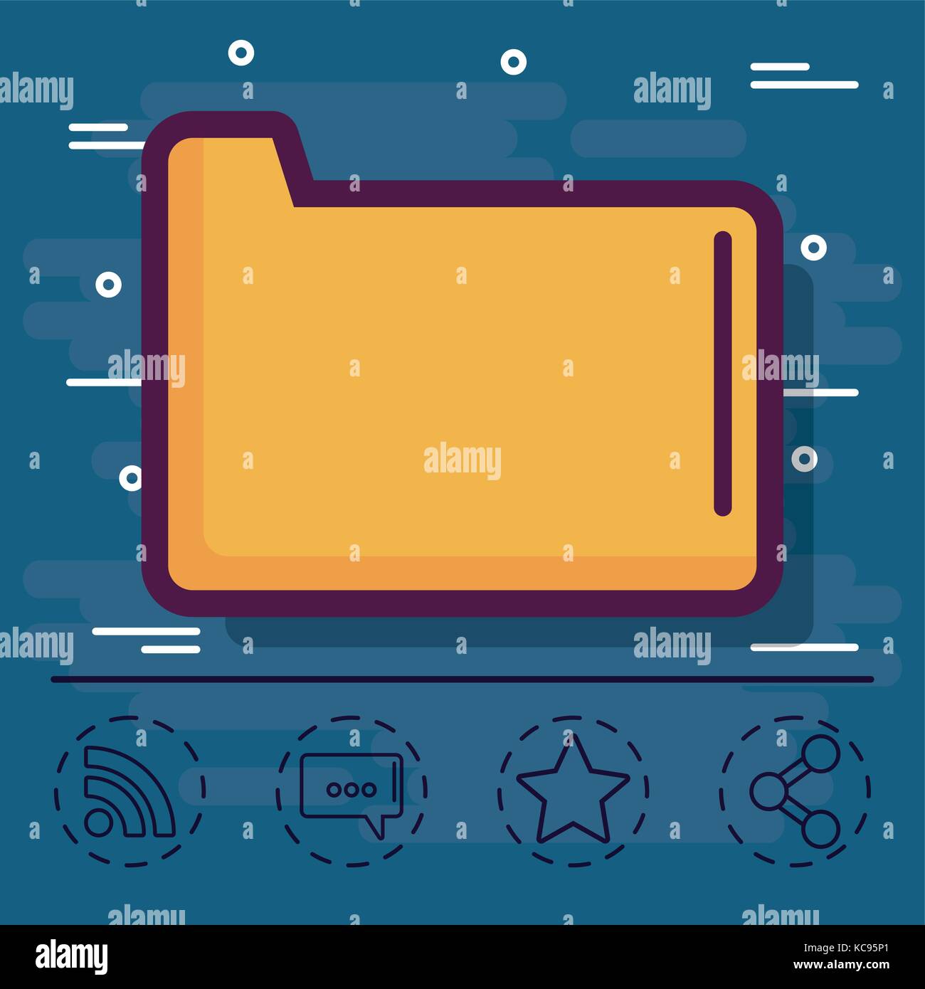 folder and social network related icons over background colorful design ...