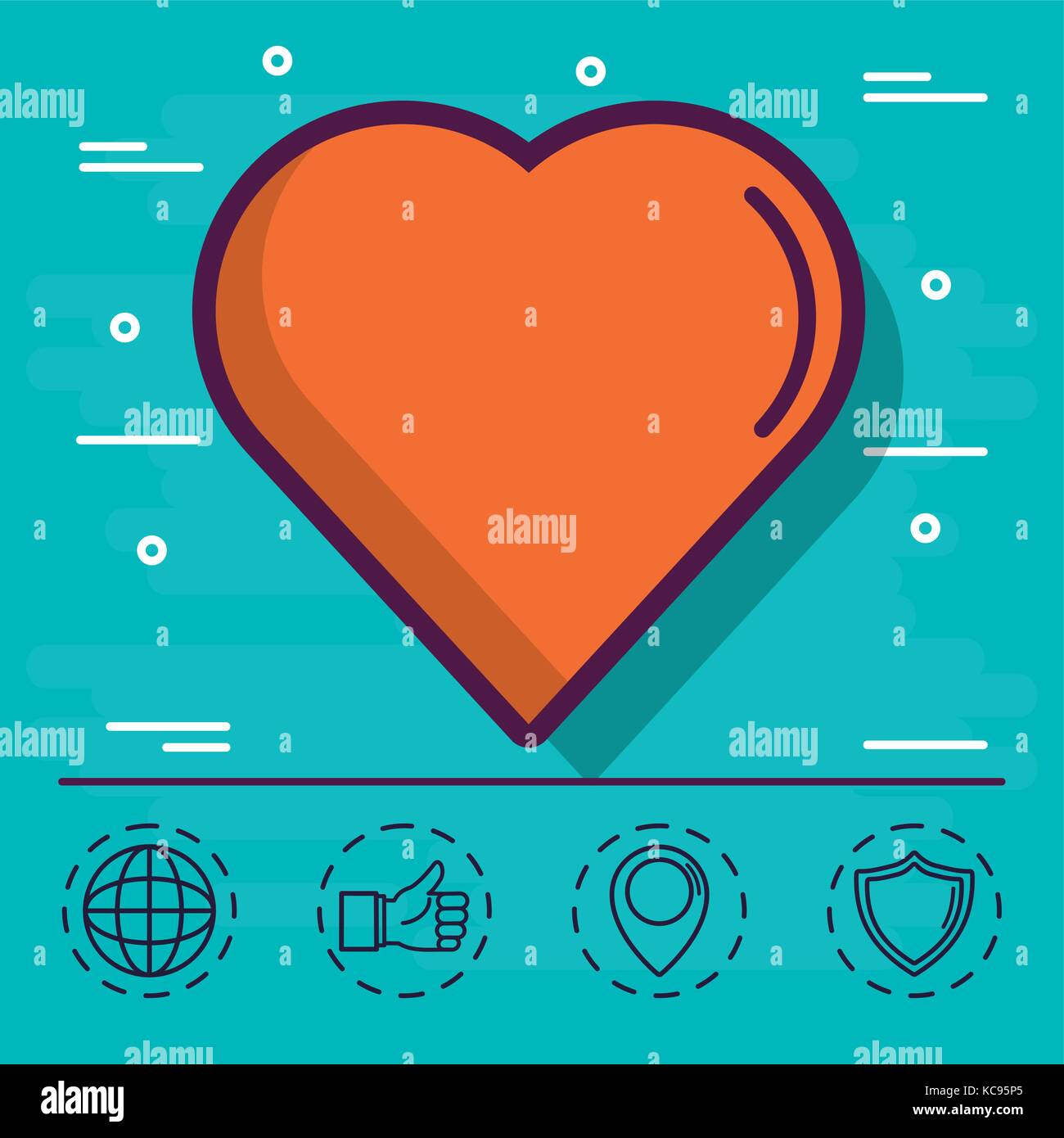 heart and social network related icons over background colorful design ...