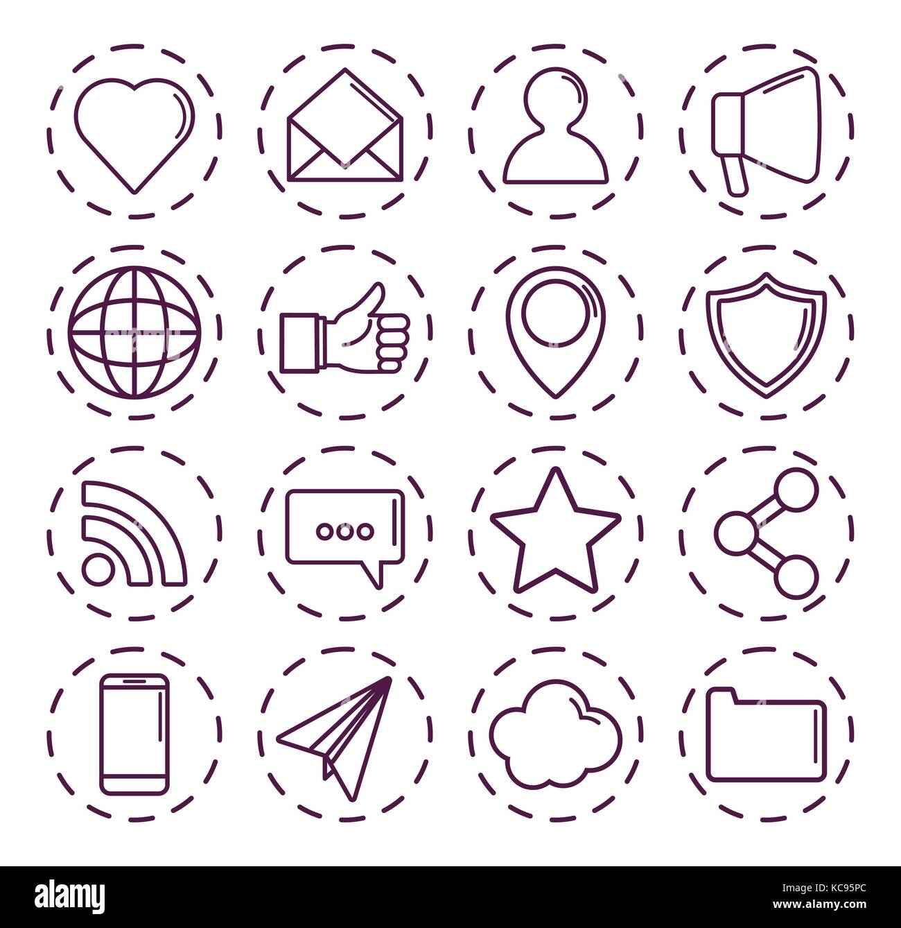 social media related icons over white background vector illustration ...