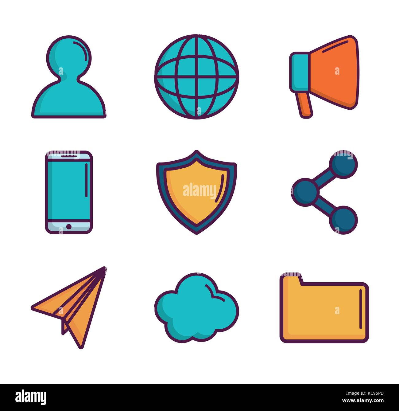 social media related icons over white background colorful design vector ...