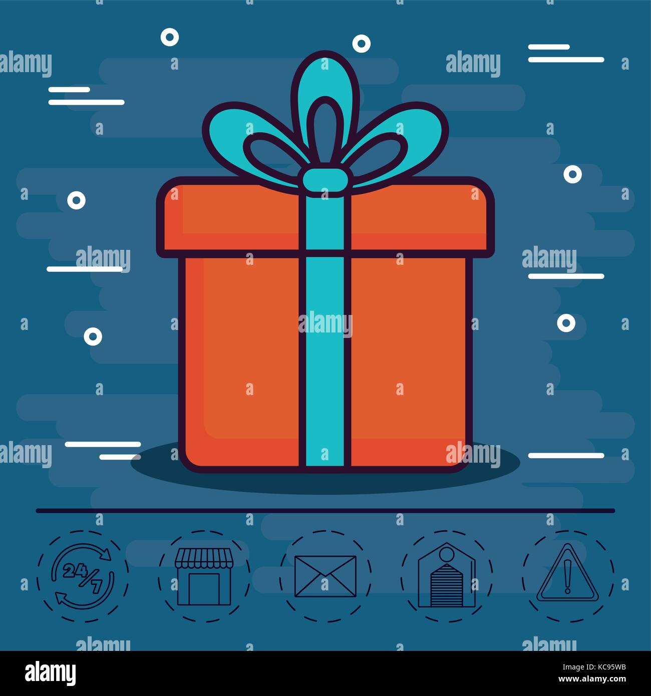 Gift and icon set of logistic transportation and delivery theme Vector ...