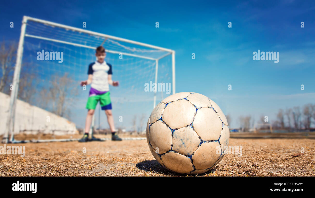Child scoring goal hi-res stock photography and images - Alamy