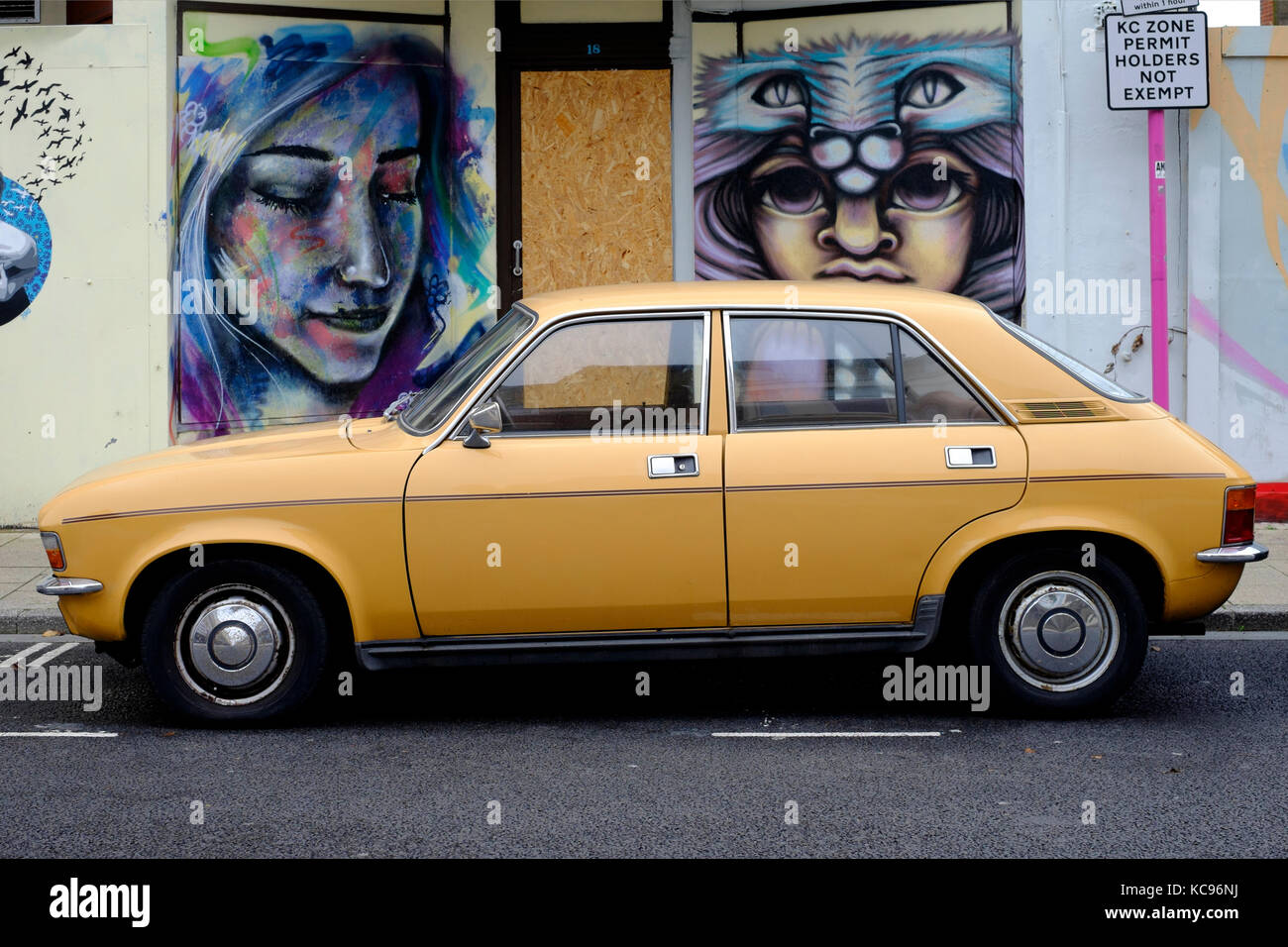 an old british austin allegro car parked in the road england uk Stock ...