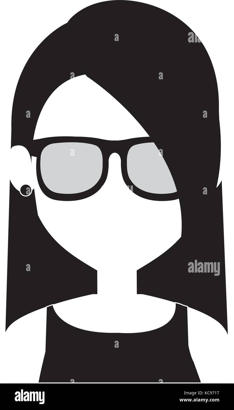 beautiful woman with glasses avatar character vector illustration ...