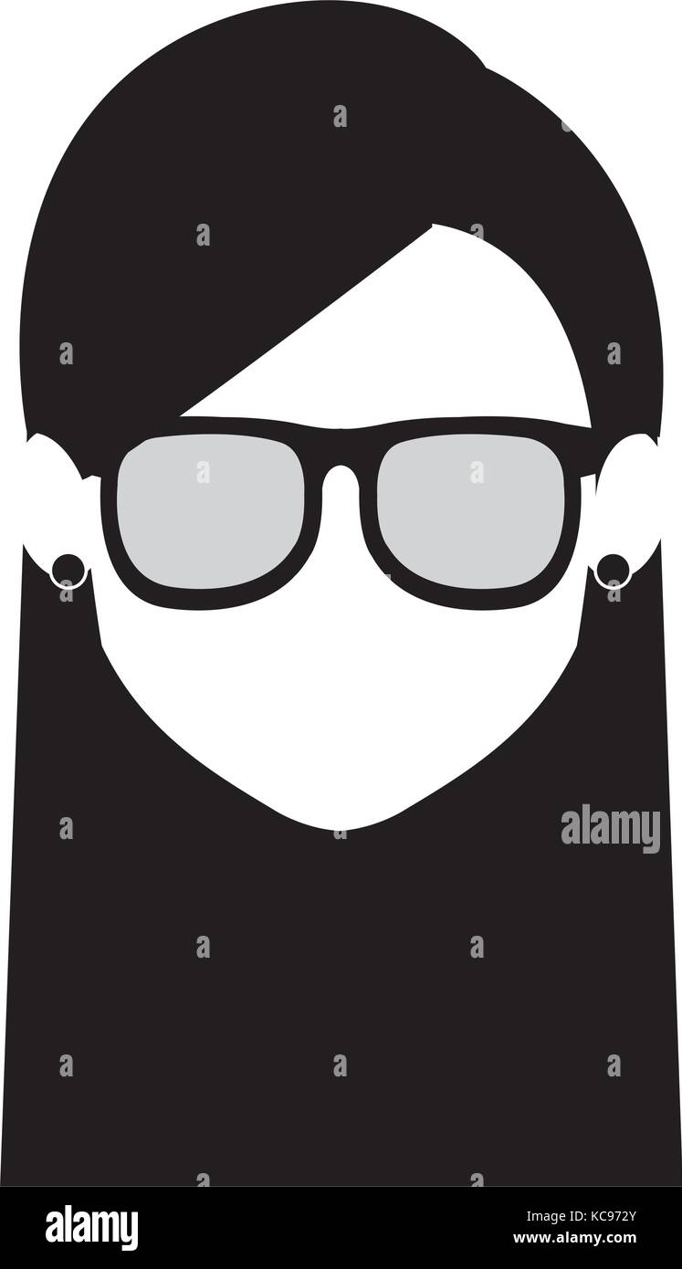 beautiful woman head with glasses avatar character vector illustration ...