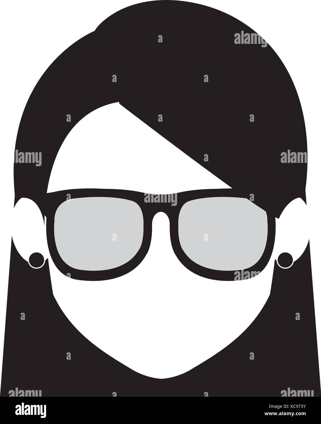 beautiful woman head with glasses avatar character vector illustration ...