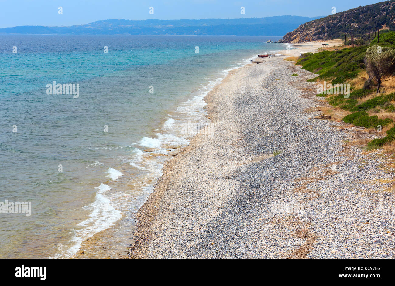 Summer sea view with Maori Beach Bar (Gomati, Halkidiki, Greece Stock ...