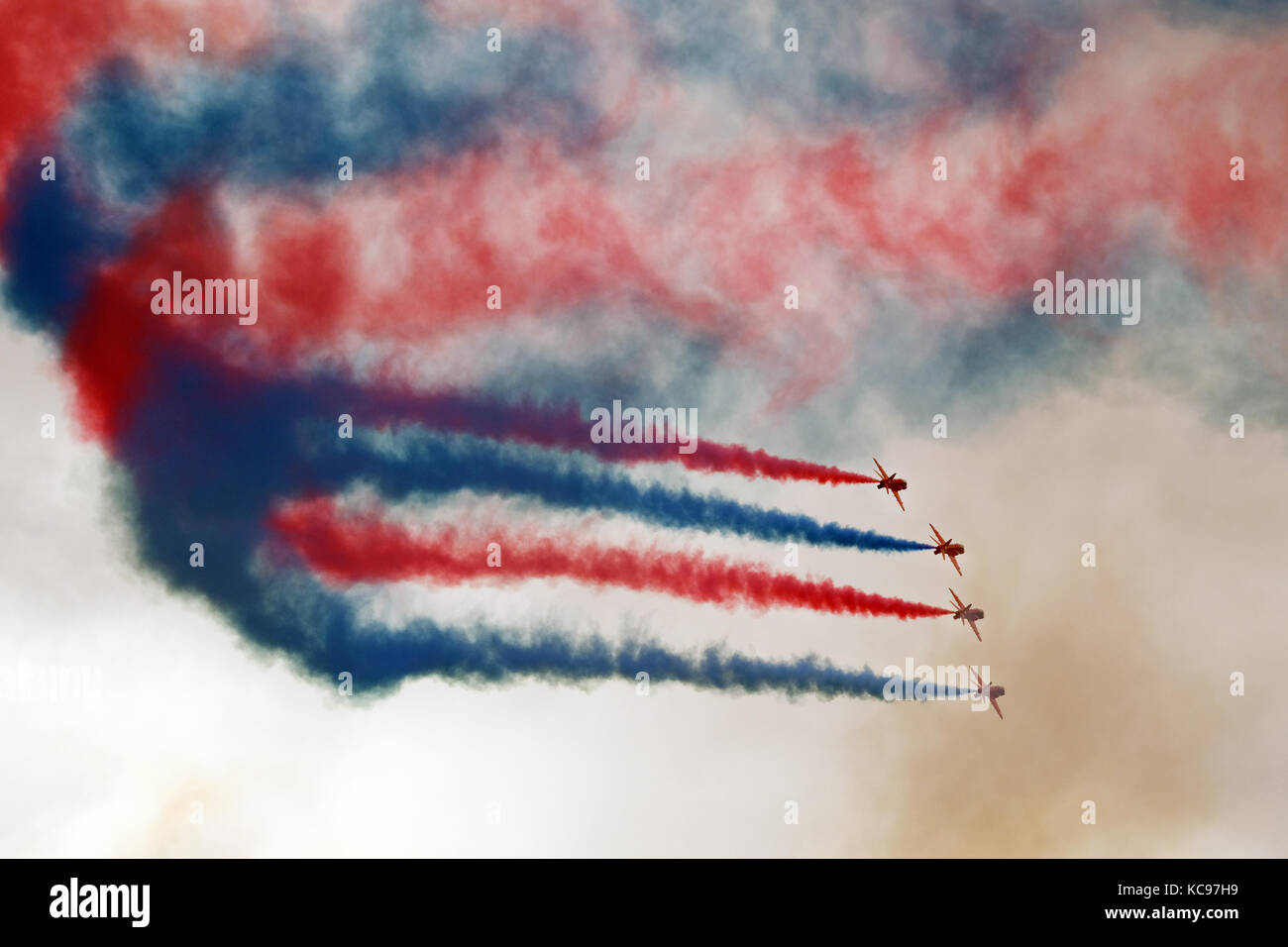 The 2017 RAF Red Arrows display team in action at Scampton air show ...