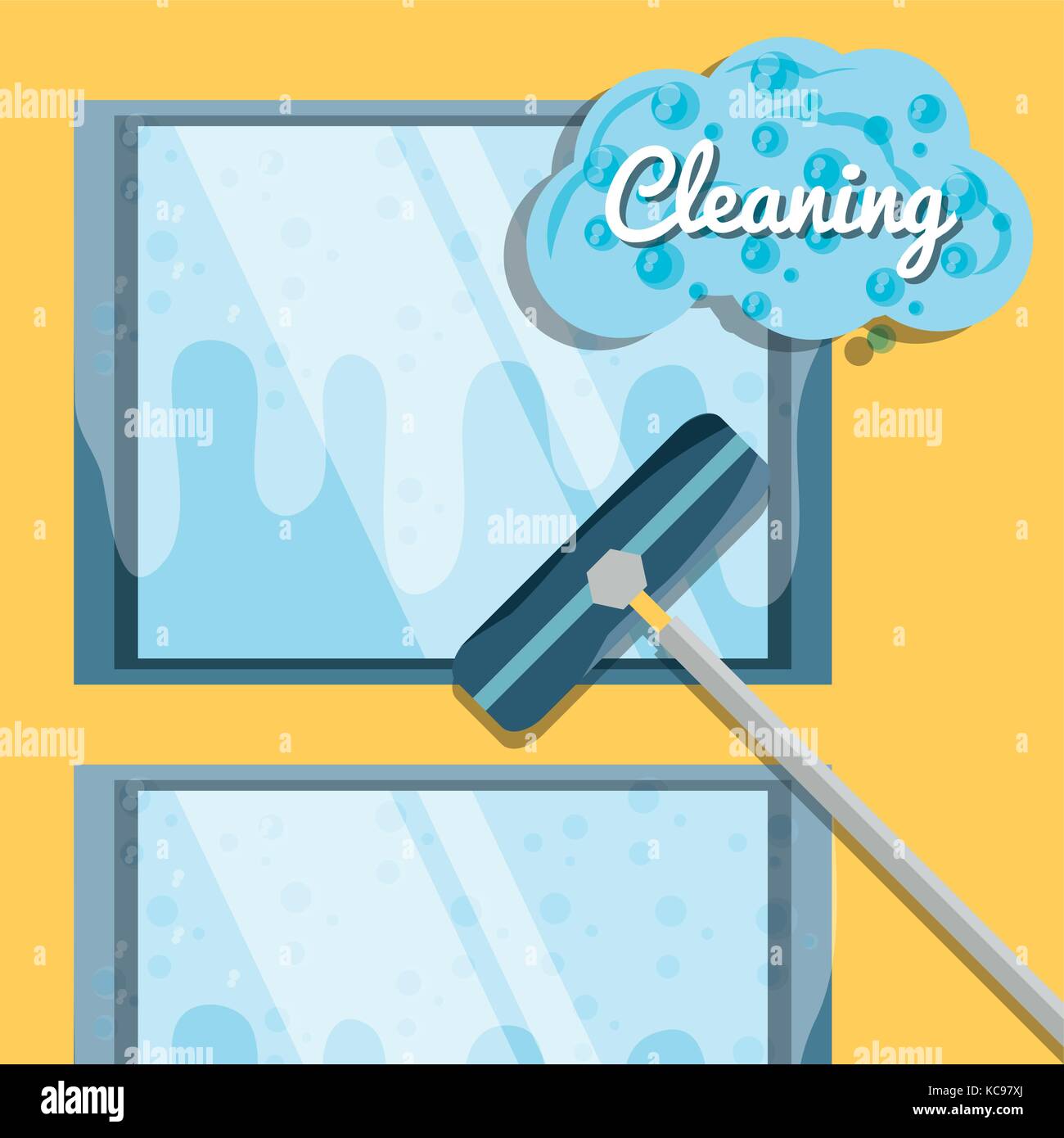 Worker cleaning windows Stock Vector Images - Alamy