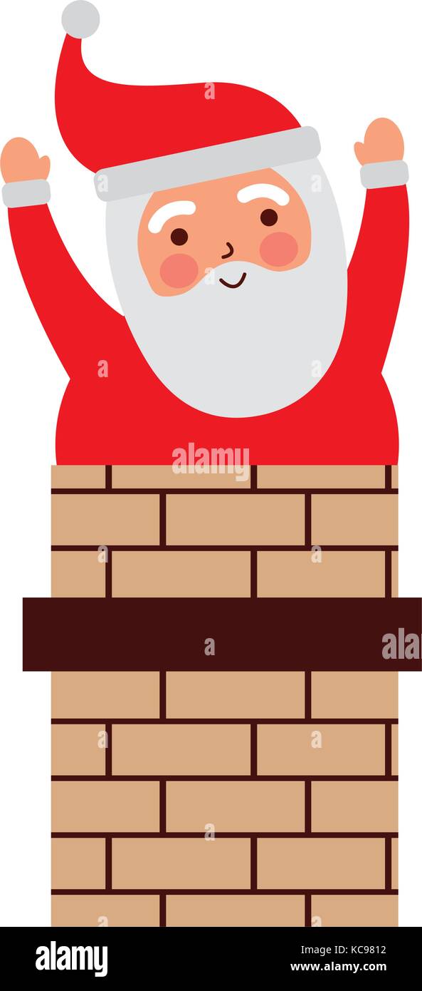 christmas santa claus in the chimney card Stock Vector Image & Art - Alamy