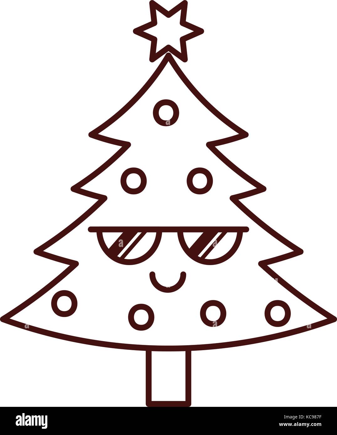 christmas tree pine decoration celebration party Stock Vector Image ...