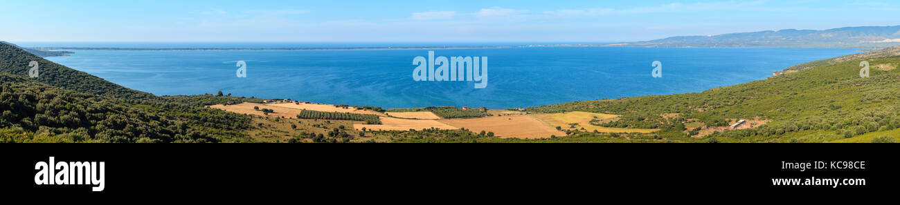 Summer panoramic view of Lago di Varano (Varano lake) on the Gargano ...
