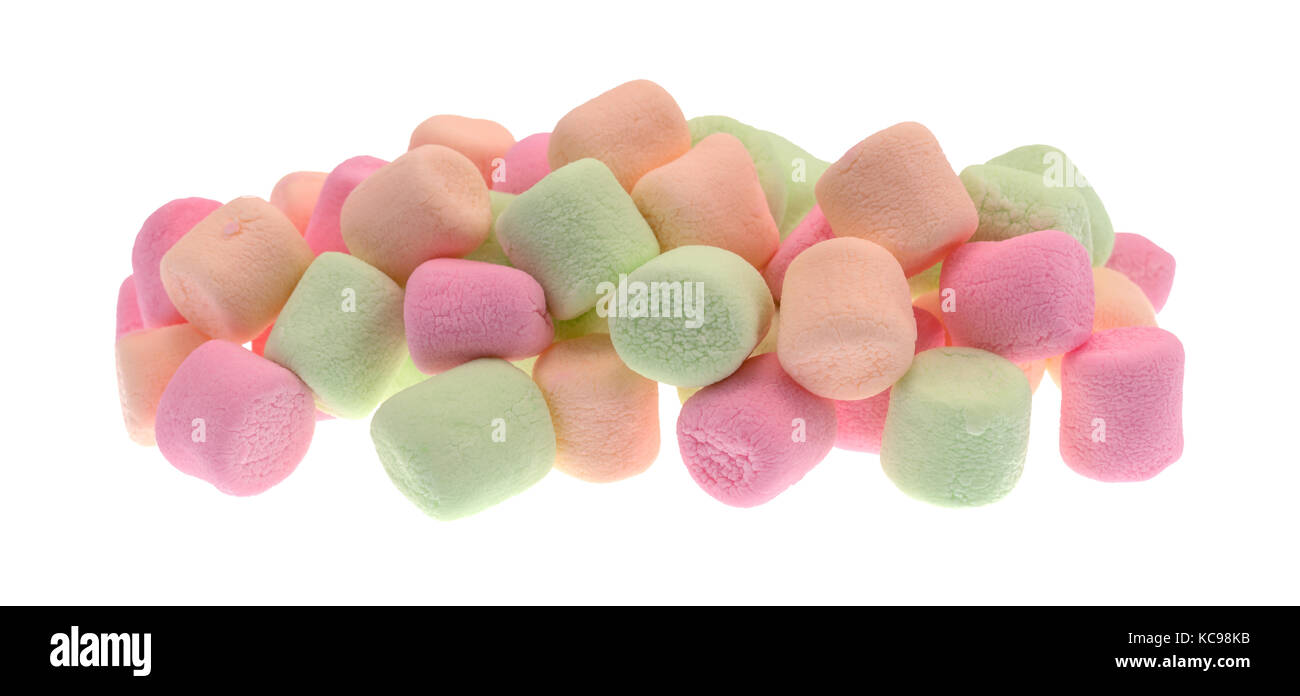 A small pile of colorful pastel hued miniature green, pink, yellow and ...