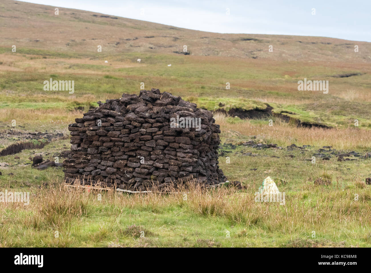 Traditional peat stack in Shetland Islands, Scotland, UK Stock Photo ...