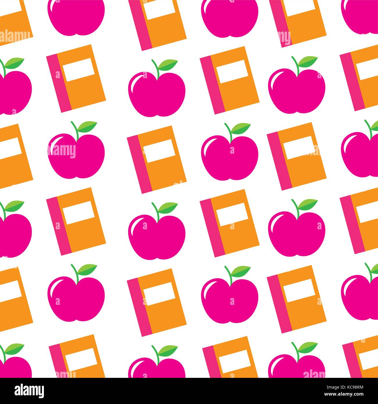 teacher day book and apple decoration seamless pattern image Stock ...